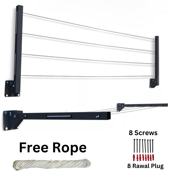 Cloth Drying Stand (17", 24" Inches) with Free Rope Foldable Wall ...