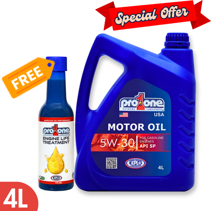 Performance Package - ProOne Motor Oil 5W-30 API SP Semi-Synthetic 4 L x Engine Life Treatment ...