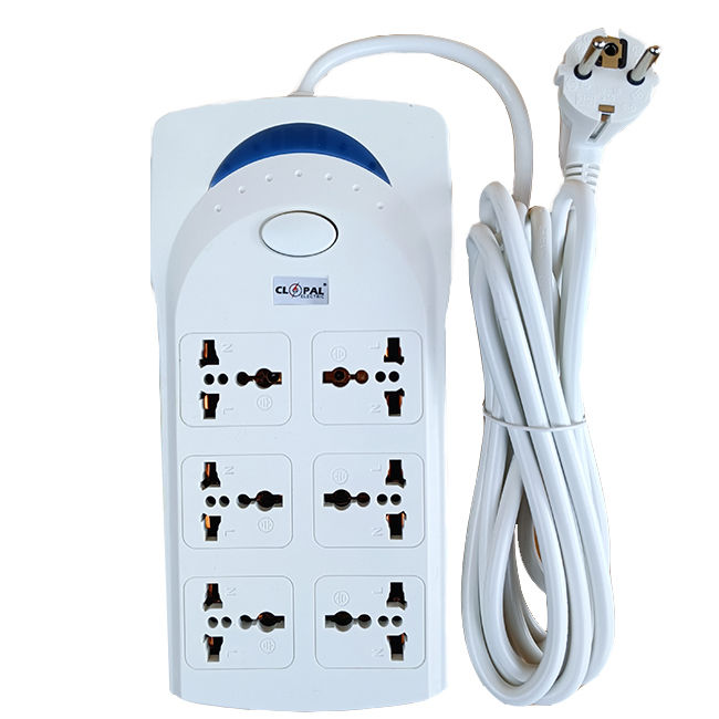 Clopal Extension Lead with 3 Meters Heavy Duty Copper Cable, 6 Power ...