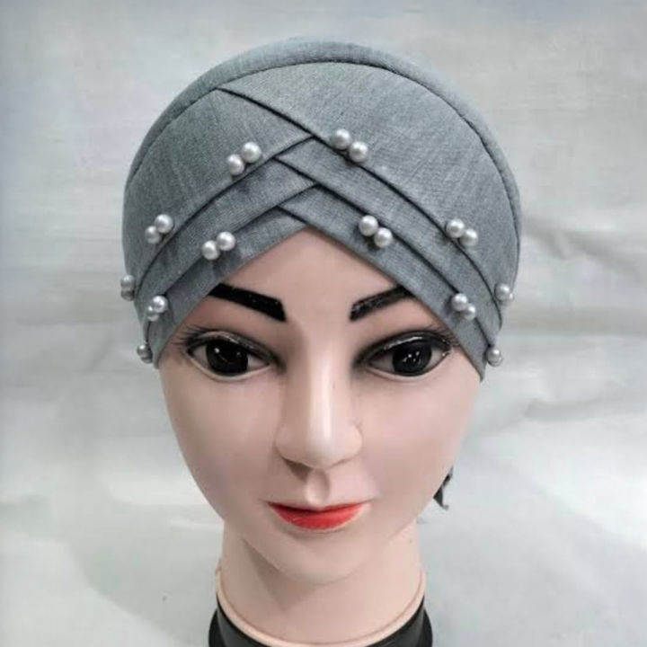 3D Layer Pearl Hijab Inner Cap – Adjustable, Stylish Maroon Color for ...