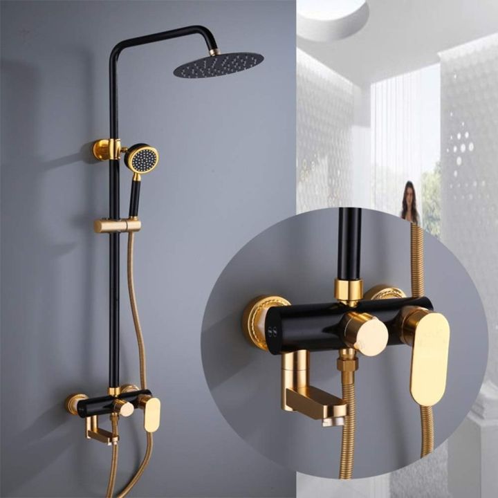 Alkhaleej Modern Black and Gold Aluminum Shower Set with 3 Function ...