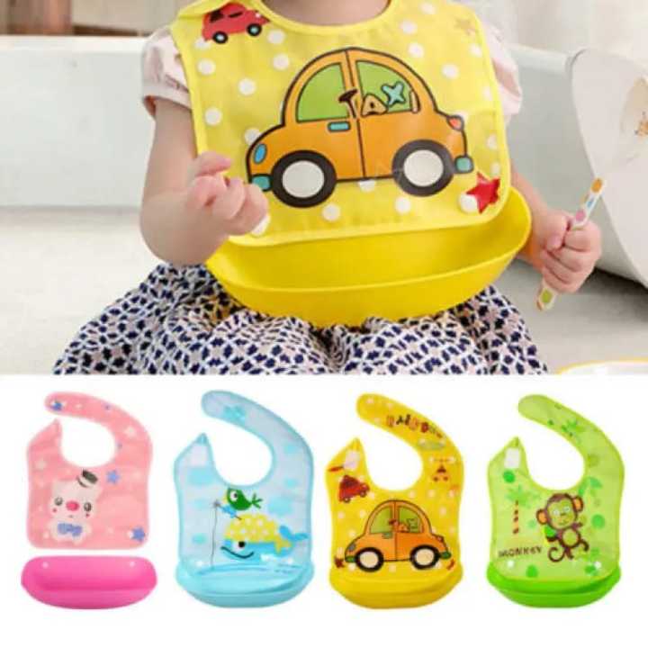Silicone Baby Bibs With Soft Plastic Detachable tray Napkins bib BPA ...