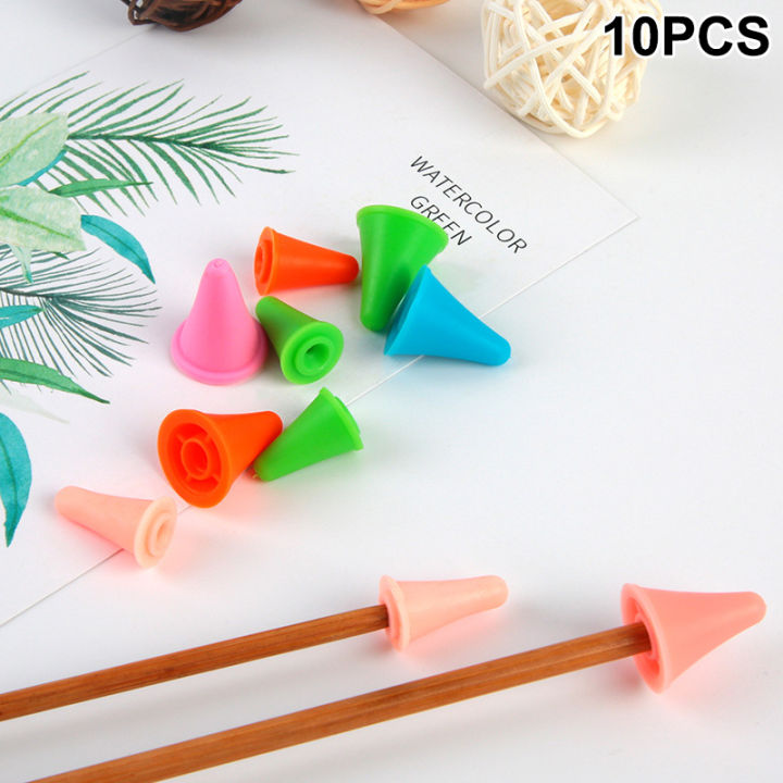 10PCS Knitting Needles Point Protectors Rubber Needle Caps Needle Tip ...
