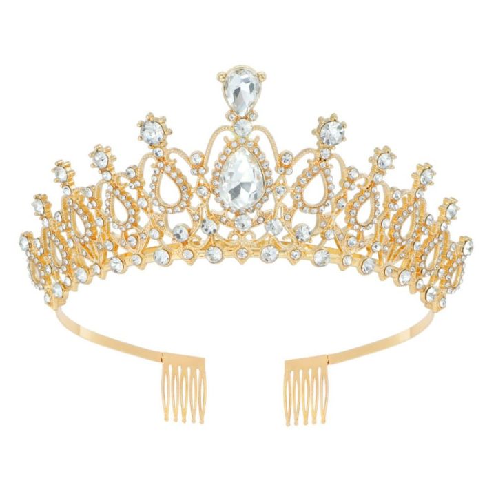 Metal Baroque Crown Elegant Shiny Princess Tiara Bridal Hair Tiara Hair ...