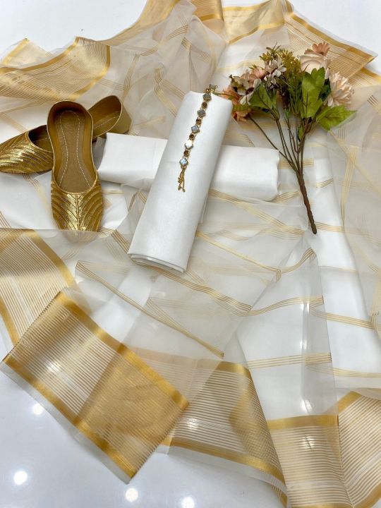 Fancy Unstitched Suit for Girls - Kataan Silk Shirt & Trouser with ...