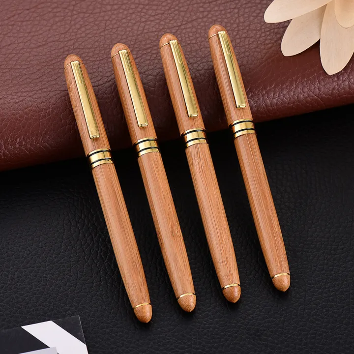 Bamboo Wood Handle Fountain Pen Ink Pens Signature Pen Business School ...