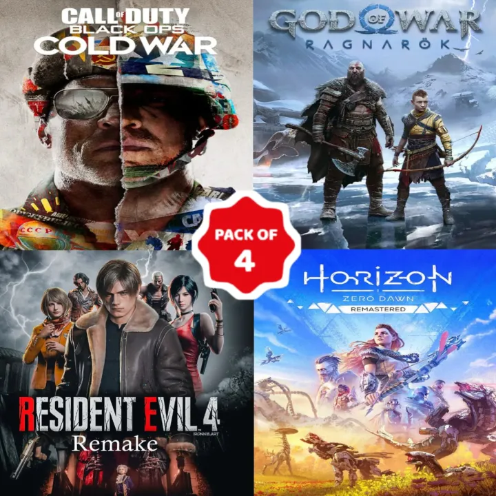 Pack Of 4 Call of Duty Black Ops Cold War, Resident Evil 4 Remake, God of War Ragnarök And ...