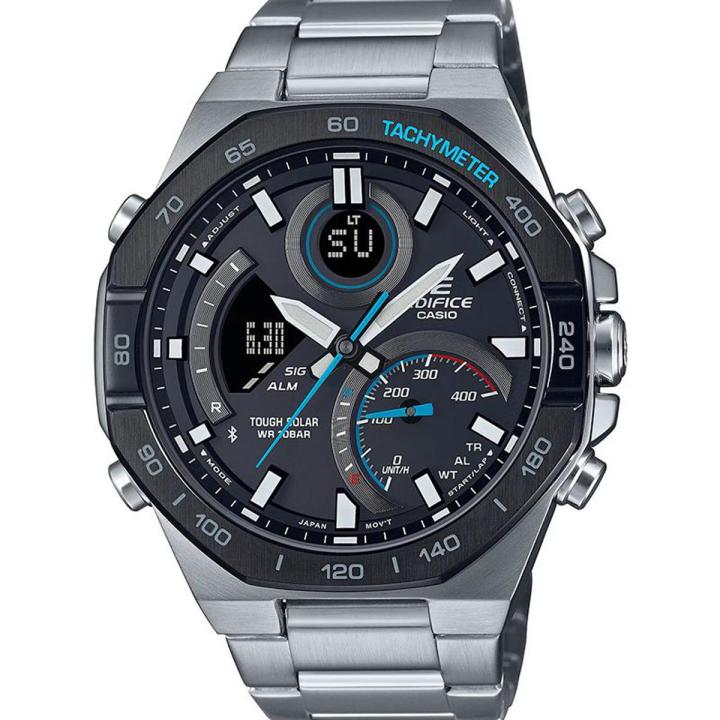 Casio Edifice Mens Silver Stainless Steel Case Round Analog+Digital ...
