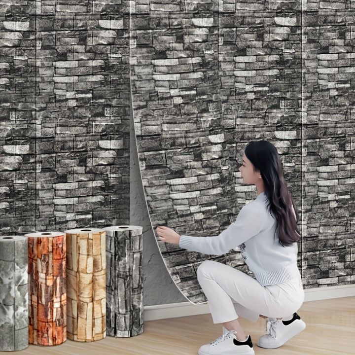 3D Brick Wall Stickers Self Adhesive Wallpaper Sheets 3mm | Peel and ...