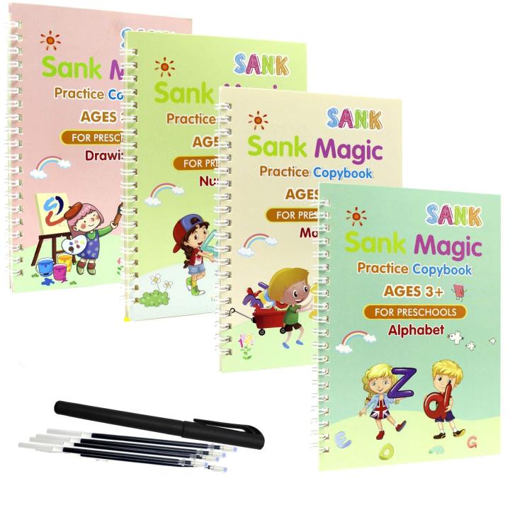 Magic Practice Copybook Set for Kids – 4 Books with Magic Pen, Refills ...