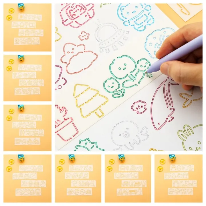 4pcs/set Reusable Copying Stencils Hollowed Drawing Templates Template ...
