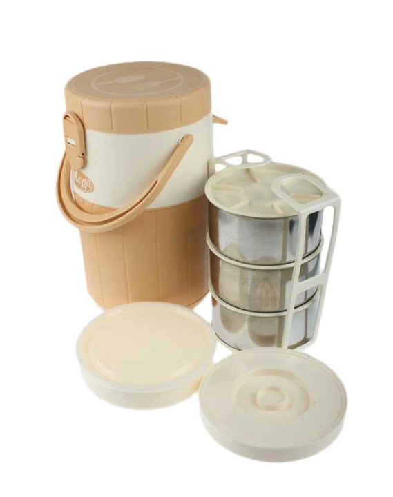 Lunch Box Carrier With 3 Stainless Steel & 1 Plastic Bowl | Daraz.pk