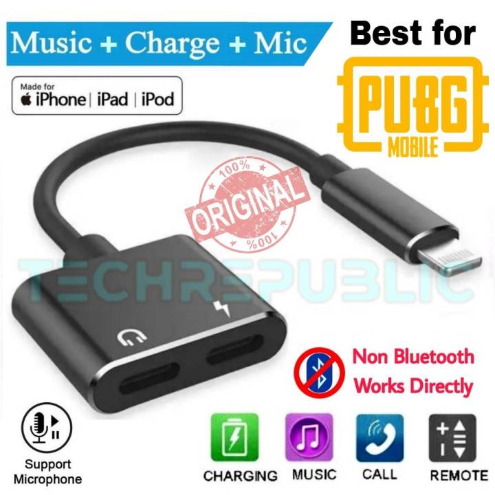 2 in 1 Dual Ports Splitter Adapter for iPhone , Headphone Jack Aux ...