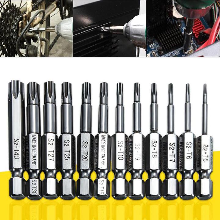 12PCS 50mm 1/4" Tools DIY Hex Torx Head Screw Driver Bits Set Screwdriver T5-T40 | Daraz.pk