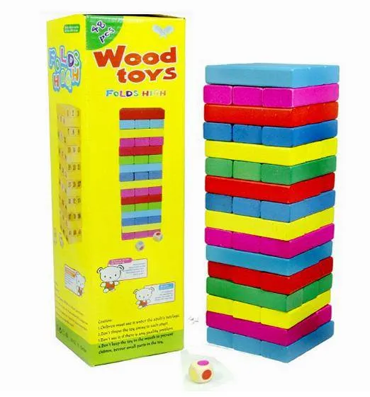JENGA 45 PCS WOODEN Blocks to build a tower with 2 Dice Stacking ...