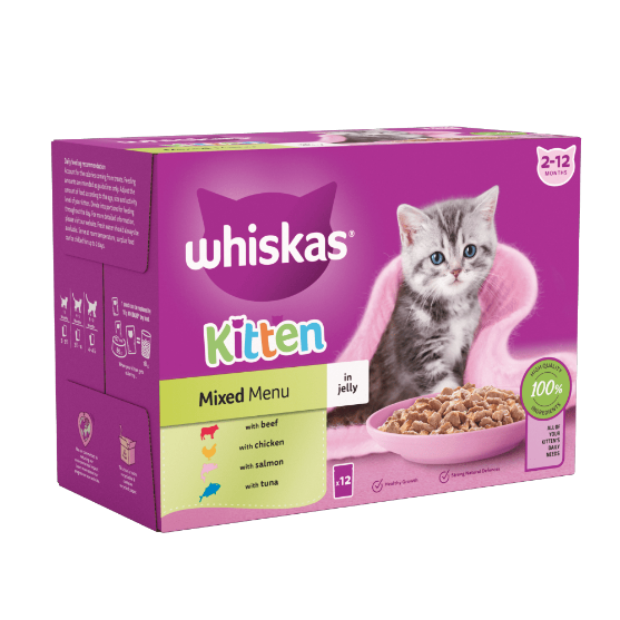 Whiskas Cat Kitten (2-12 Months) Wet Food, Mixed Menu In Jelly, (3 ...