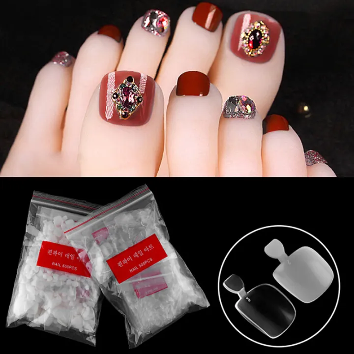 500Pcs Artificial Acrylic Toe False Nails Tips Clear Foot Fake Nails ...