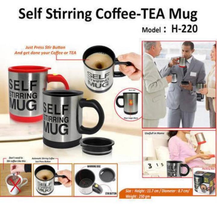 Stainless Plain Lazy Self Stirring Mug Auto Mixing Tea Cup Coffee Mug ...