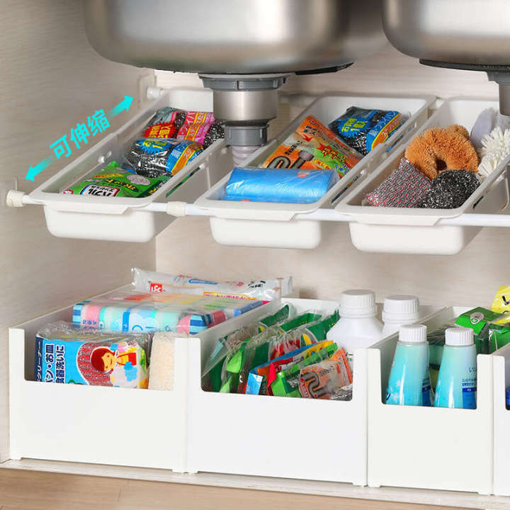 Layered partition in bathroom cabinets, baskets with non perforated ...