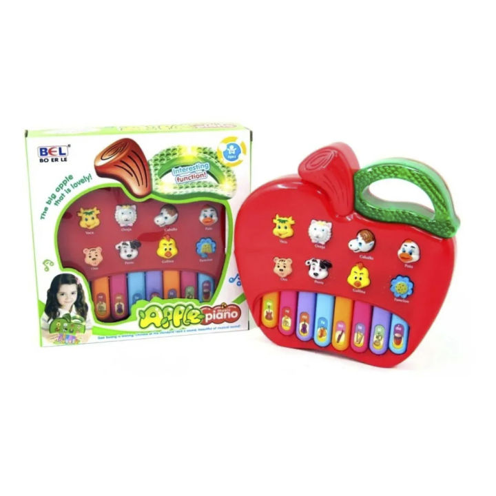 Apple Piano Learning Machine 3D Press Button Fruit Music Light Kids ...