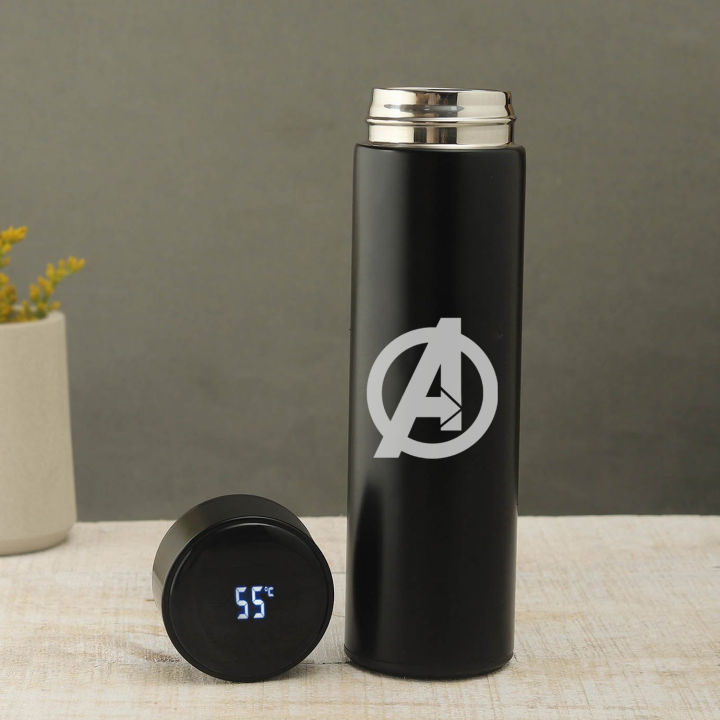 Avengers logo design Temperture Led Water Bottle For Avengers Fans 600 ...