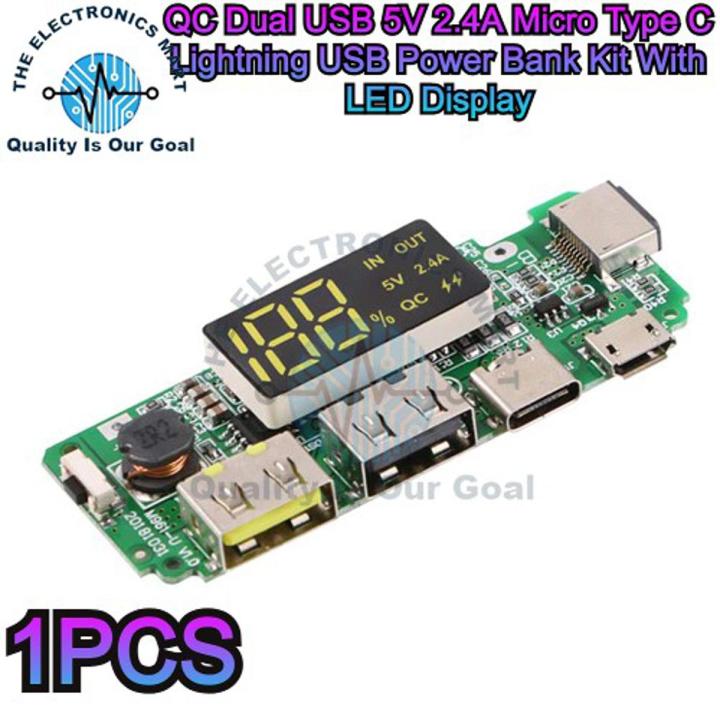 QC Dual USB 5V 2.4A Micro Type C Lightning USB Power Kit With LED ...