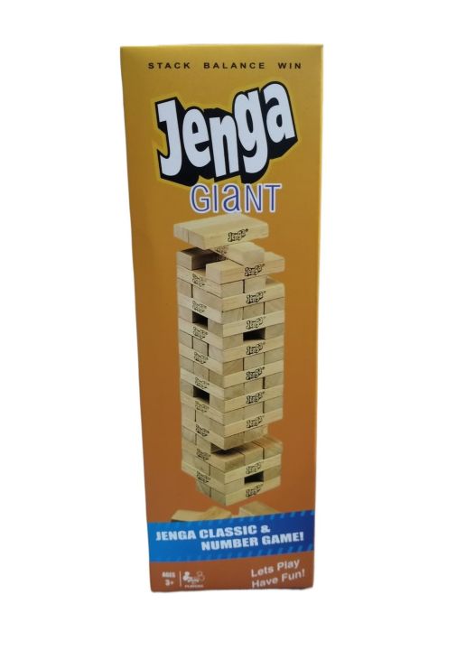 Jenga Giant 48 Pcs Wooden Blocks with Numbers & Dice – Classic Tower ...