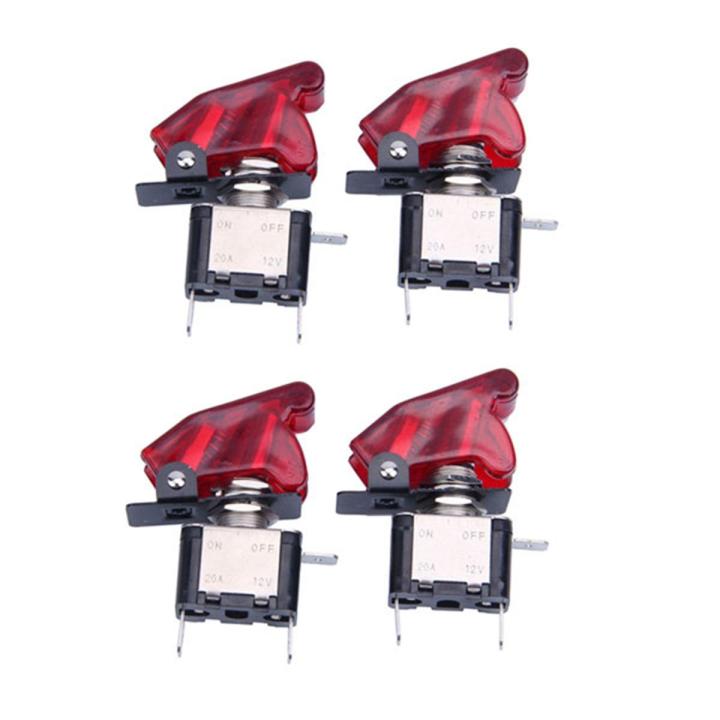 fasdaga 4PC Red LED SPST Toggle Rocker Switch Control On/Off 12V 20A ...