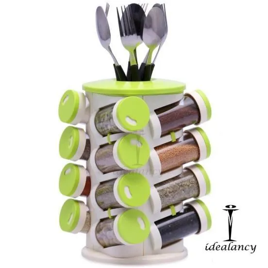 Plastic Revolving 16 Bottles Spice Jar Set | Daraz.pk