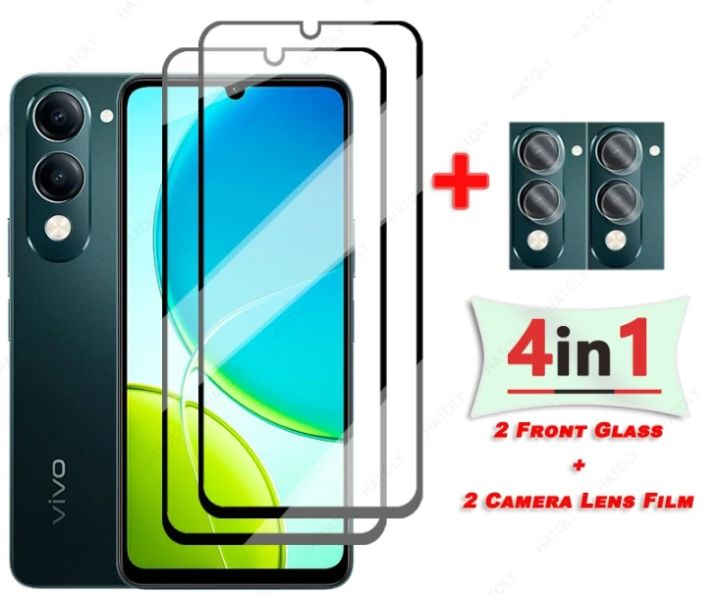 For Vivo Y04 Glass Black edge mobile phone screen film For Vivo Y04 ...