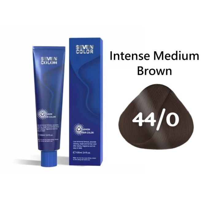 SEVEN COLOR Professional Hair Color Tube – 44/0 Intense Medium Brown ...