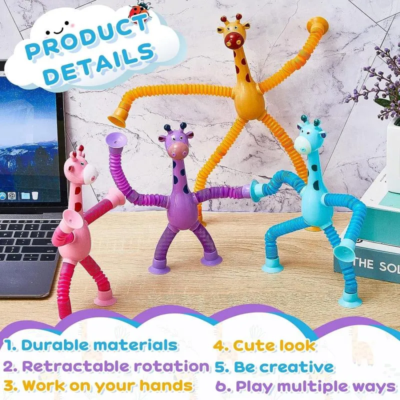 New 4/1PC Children Suction Cup Giraffe Toys With Light Relief ...