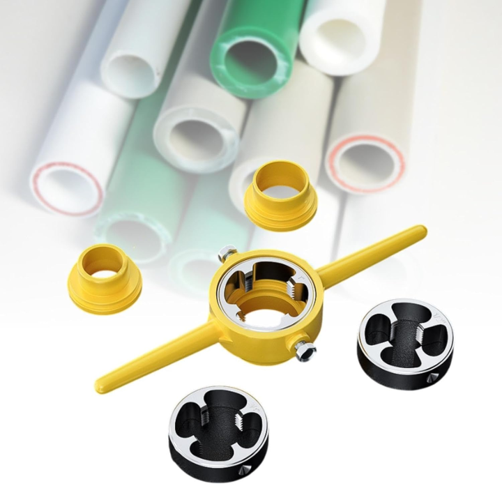 PVC Pipe Threader Plumbing Tool NPT Tap Die Set with 3 Dies for Plastic ...