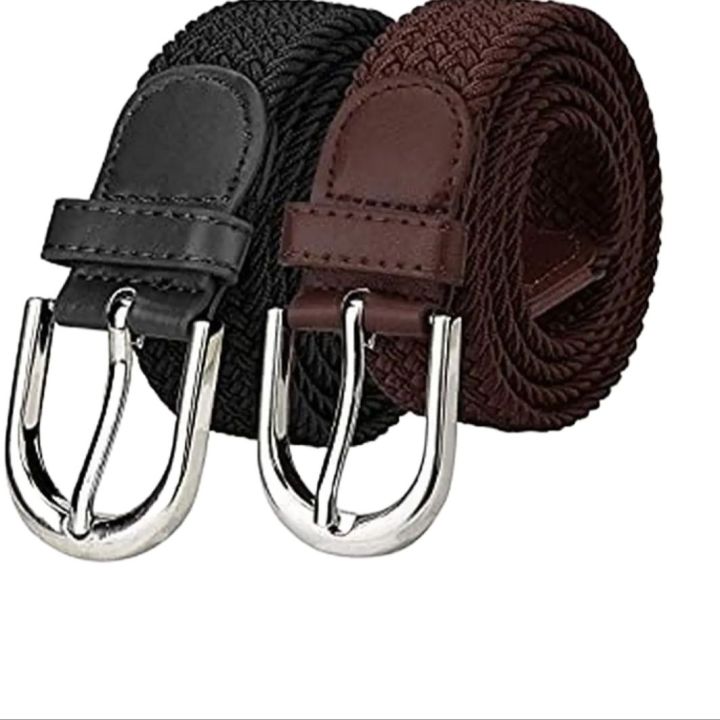 Pack of 2 | Braided elastic woven leather stretchable Belt for Men ...