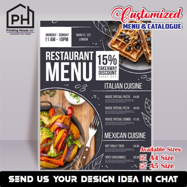 Customize Menu Catalogue (Laminated) - Pack of 04 - For Business ...