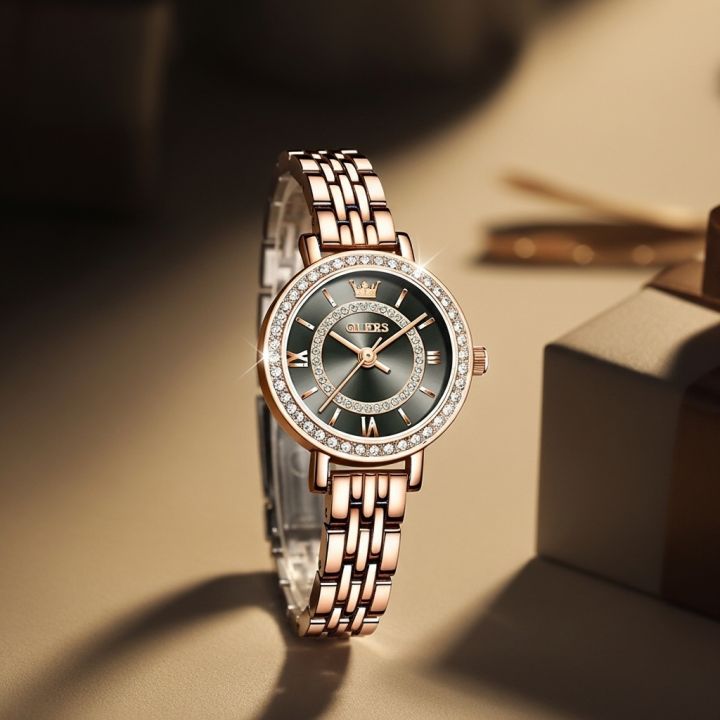 OLEVS 5508 Women’s Petite “Double Halo” Diamond Watch | Daraz.pk
