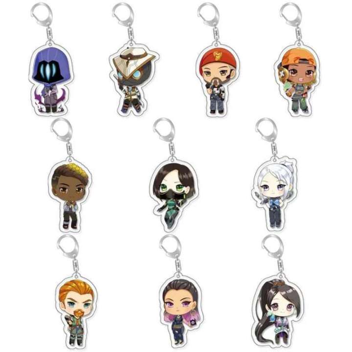 Funny Anime Valorant Keychain Man Acrylic Jett Raze Reyna Yoru Chain ...