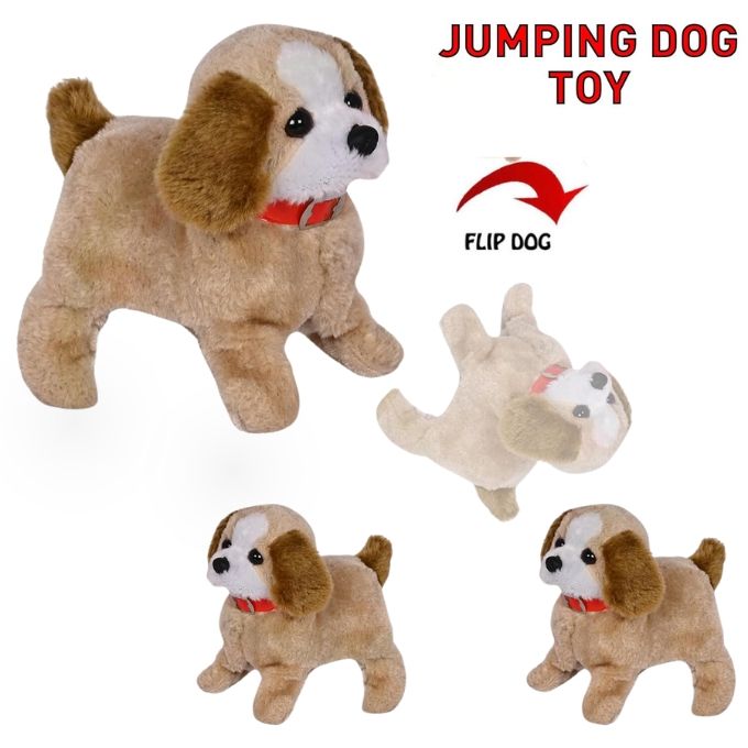 Jumping & Flipping Puppy Toy - Soft Plush Dog with Sounds, Battery ...