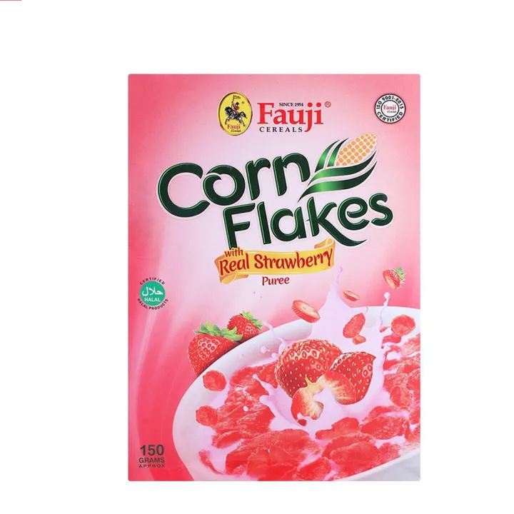 Fauji Corn Flakes with Real Strawberry Puree 150 Grams | Daraz.pk