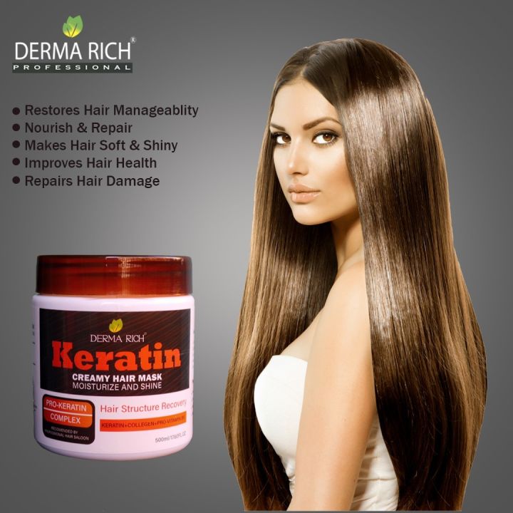 Derma Rich Keratin Hair Mask with Collagen and Pro-vitamin B5 500ml ...