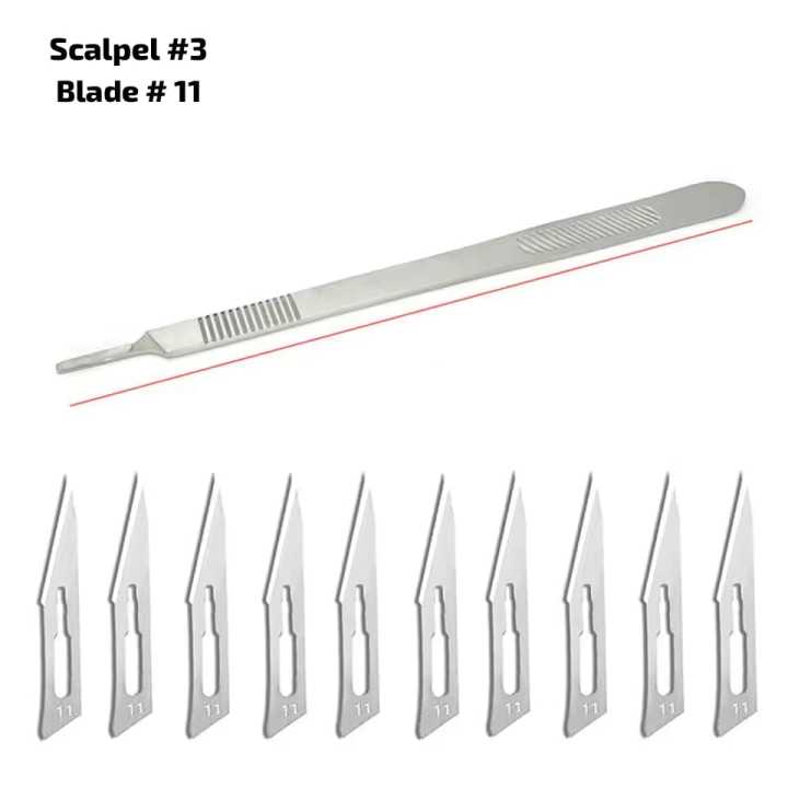 Stainless Steel Premium Scalpel Handle 3 with Surgical Blade 11 – Pack ...