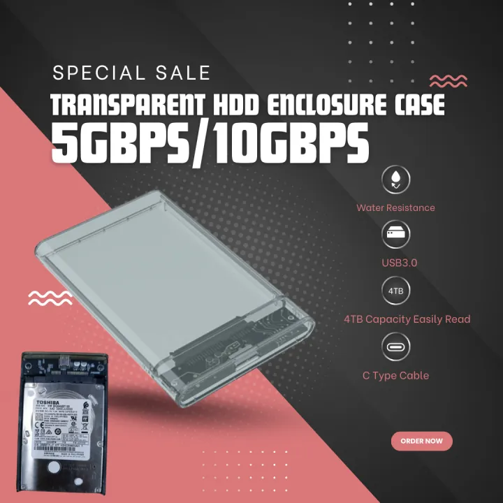 External HDD Case Enclosure Transparent Crystal | Daraz.pk