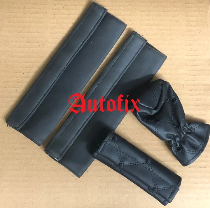 Car Interior Gear knob Hand Brake & Belt soft Covers Black 02 PCS ...