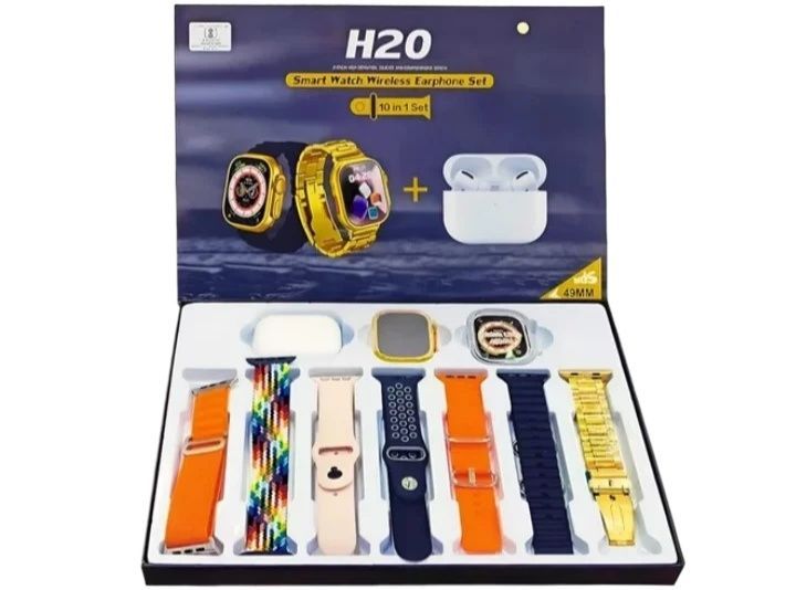 H20 Ultra Smartwatch 10 In 1 Ultra Smart watch With 7 Straps + Silicone ...