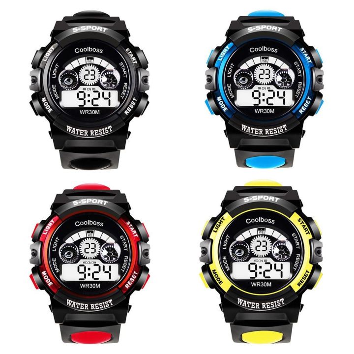New Rubber Plastic Sport Wrist Watch Black Blue Red Yellow Adjustable ...