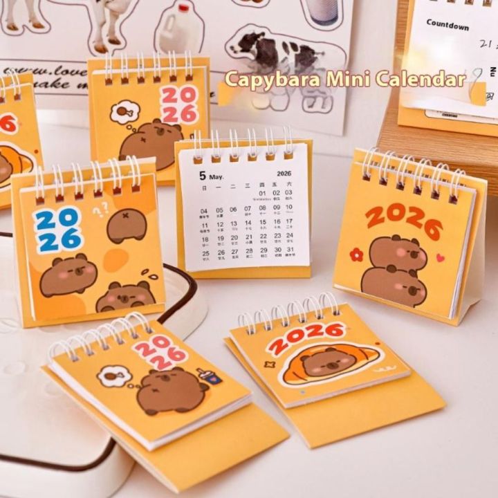 Cute Mini 2026 Desk Calendar Portable Cartoon Capybara Mini Desk ...