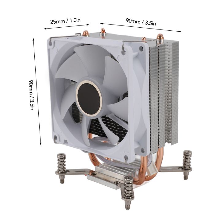 CPU Cooler Hydraulic 2 Copper Heat Pipes Computer CPU Cooler 90mm for ...