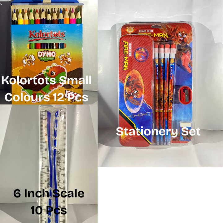 Premium Stationery Set with Colours Packet & 6 Inch Scale for Students ...