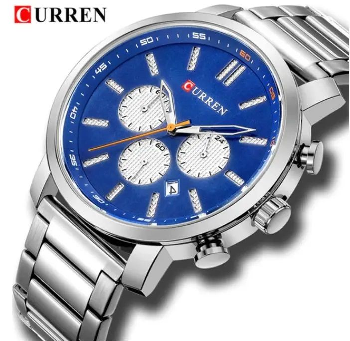 CURREN Waterproof Chronograph Date Stainless Steel Sport Military Watch ...