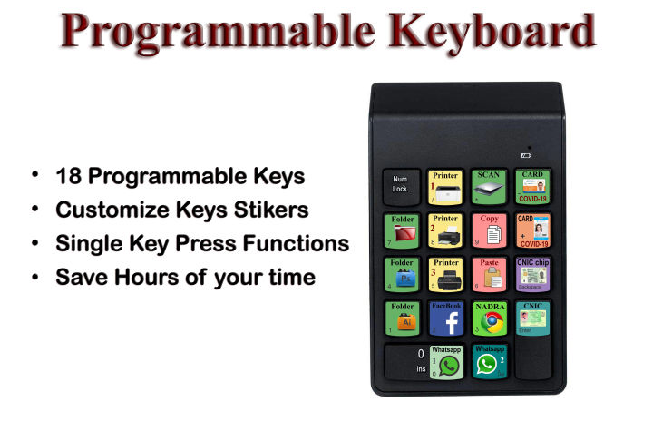 Programmable Keyboard 18 keys Keypad Customized Programing Programed ...
